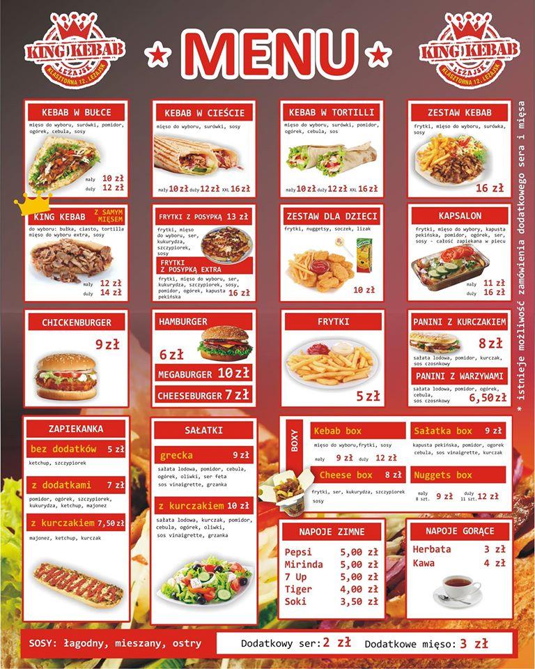 Menu at King Kebab Leżajsk, Leżajsk