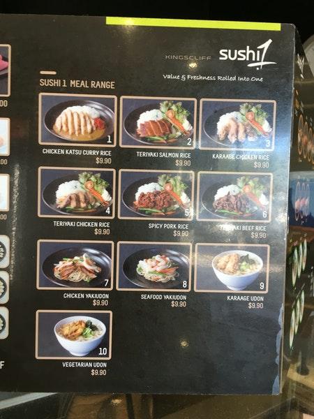 Menu at Sushi 1 restaurant, Kingscliff