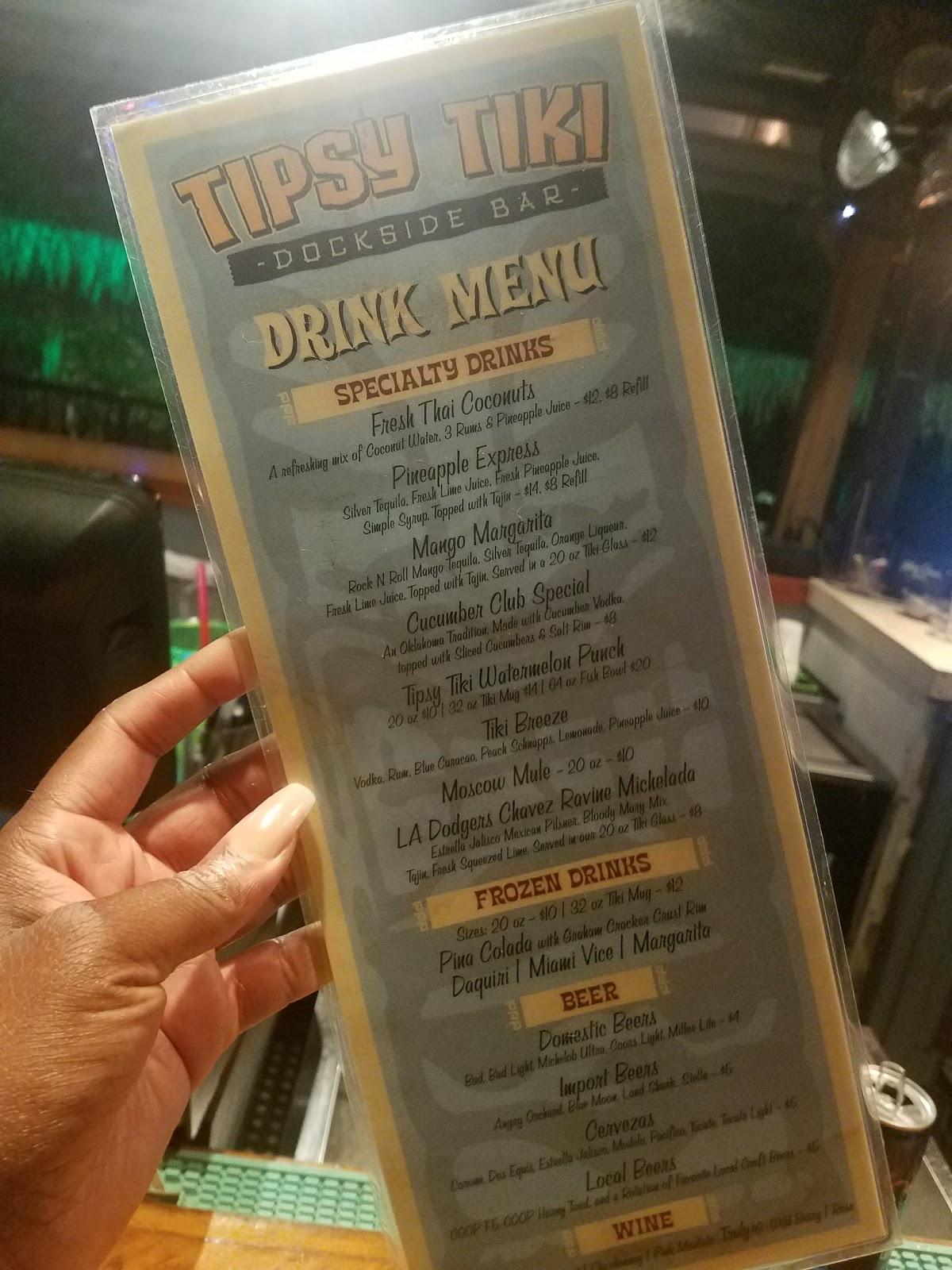 Menu at Tipsy Tiki pub & bar, Oklahoma City