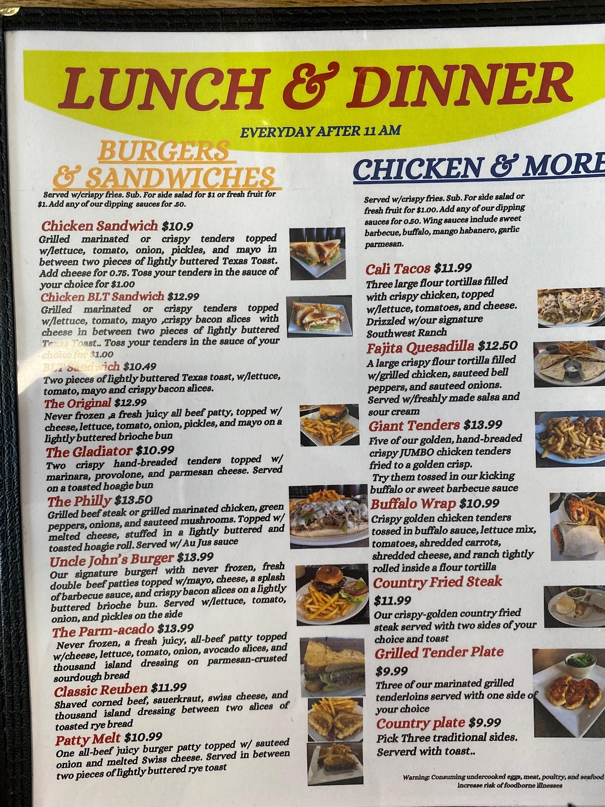 Menu at Uncle John's Diner BBQ, Goodlettsville