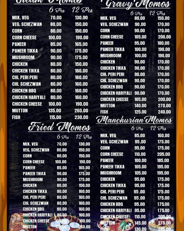 Menu at Momos Junction, Thanjavur