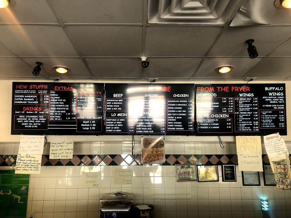 Menu at Original Timmy Chan restaurant, Houston, Martin Luther King Blvd