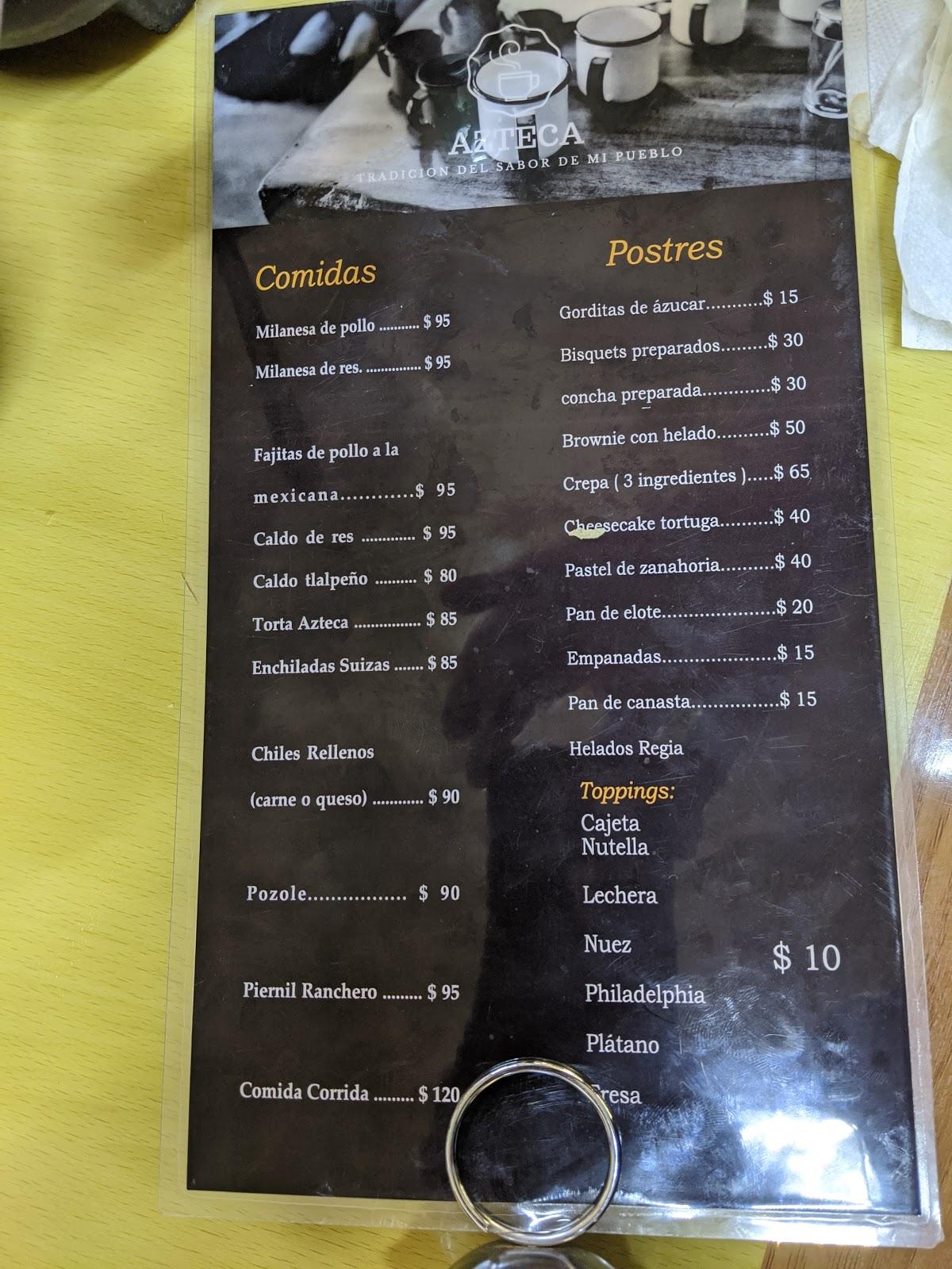Carta de Café Azteca, Santiago