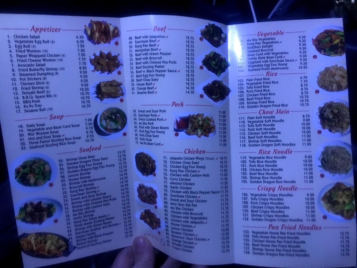 Menu at Golden Dragon restaurant, Ridgecrest
