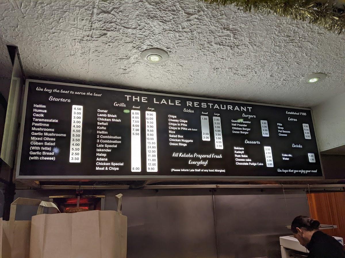 Menu at Lale Restaurant, London