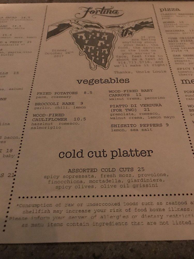 Menu at Fortina pizzeria, Yonkers, N Broadway