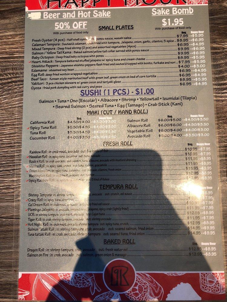 Menu at Sushi R91 restaurant, Riverside