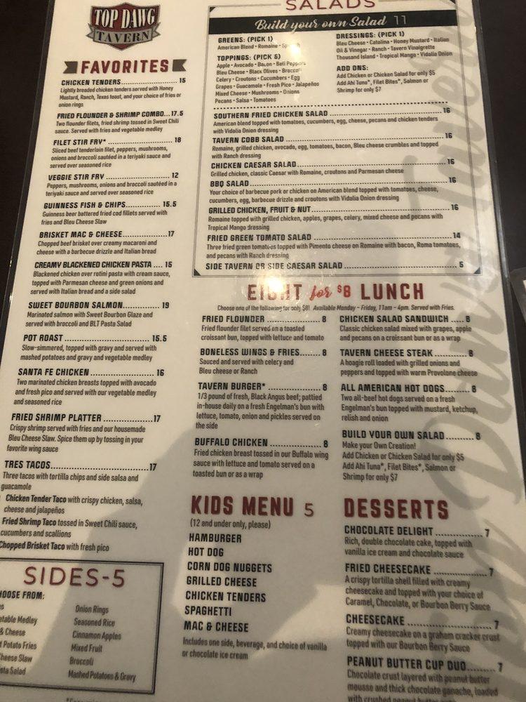 Menu at Top Dawg Tavern - Hilton Head restaurant, Hilton Head Island