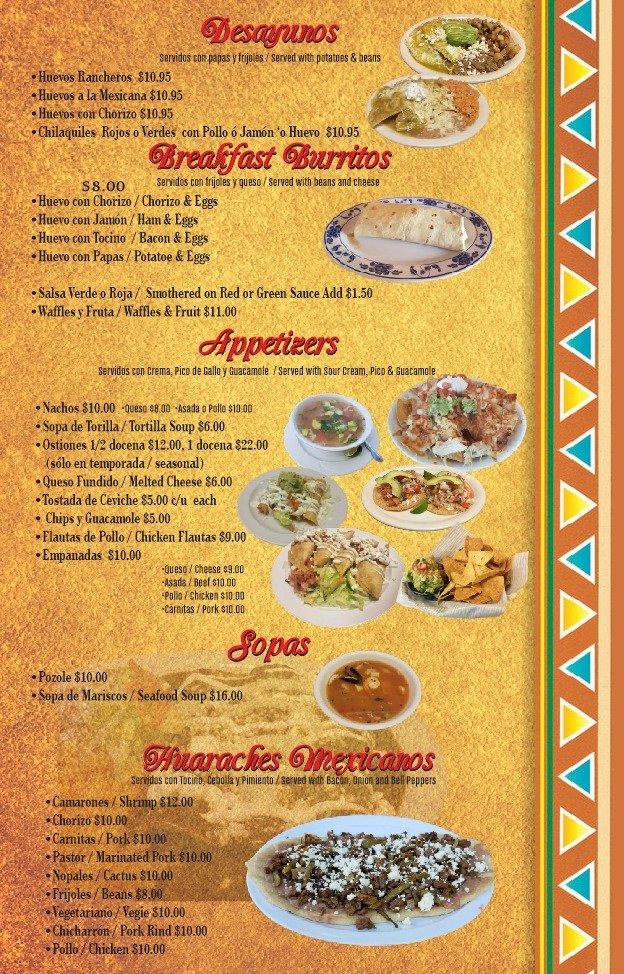 Menu at Gardunos Mexican Food restaurant, Eagle