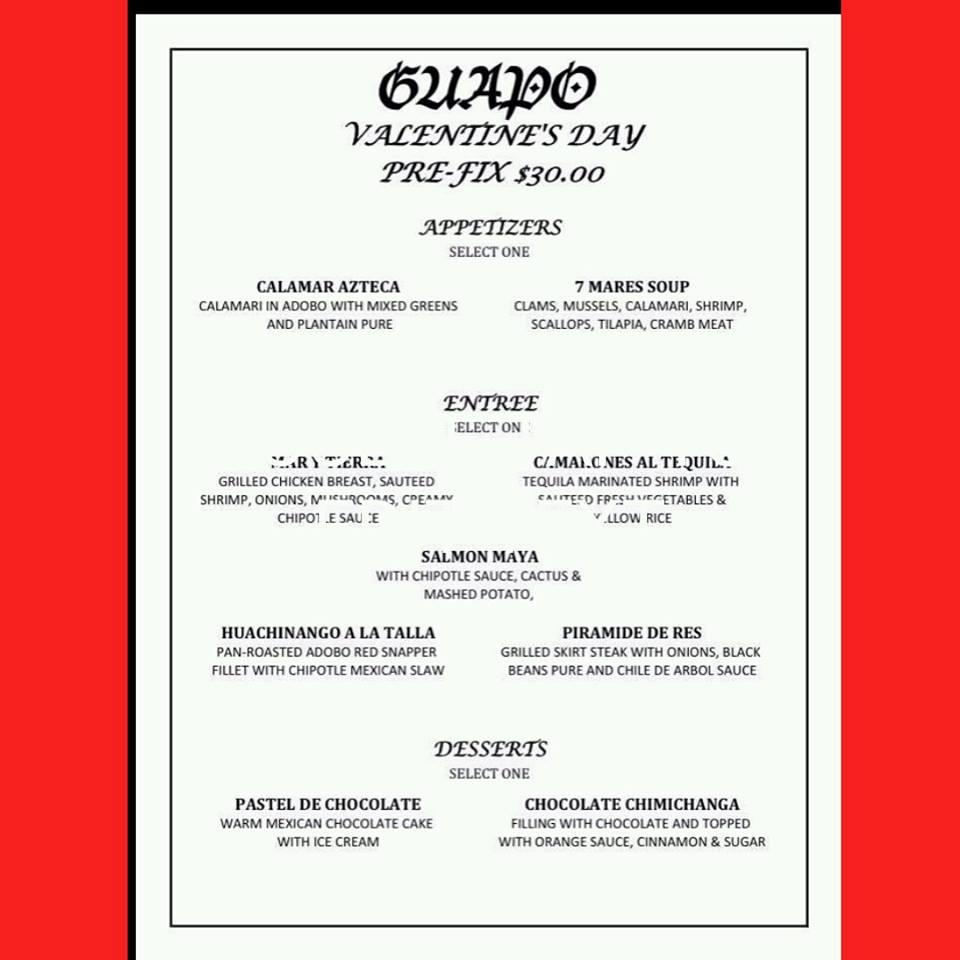 Menu at Guapo pub & bar, Yonkers
