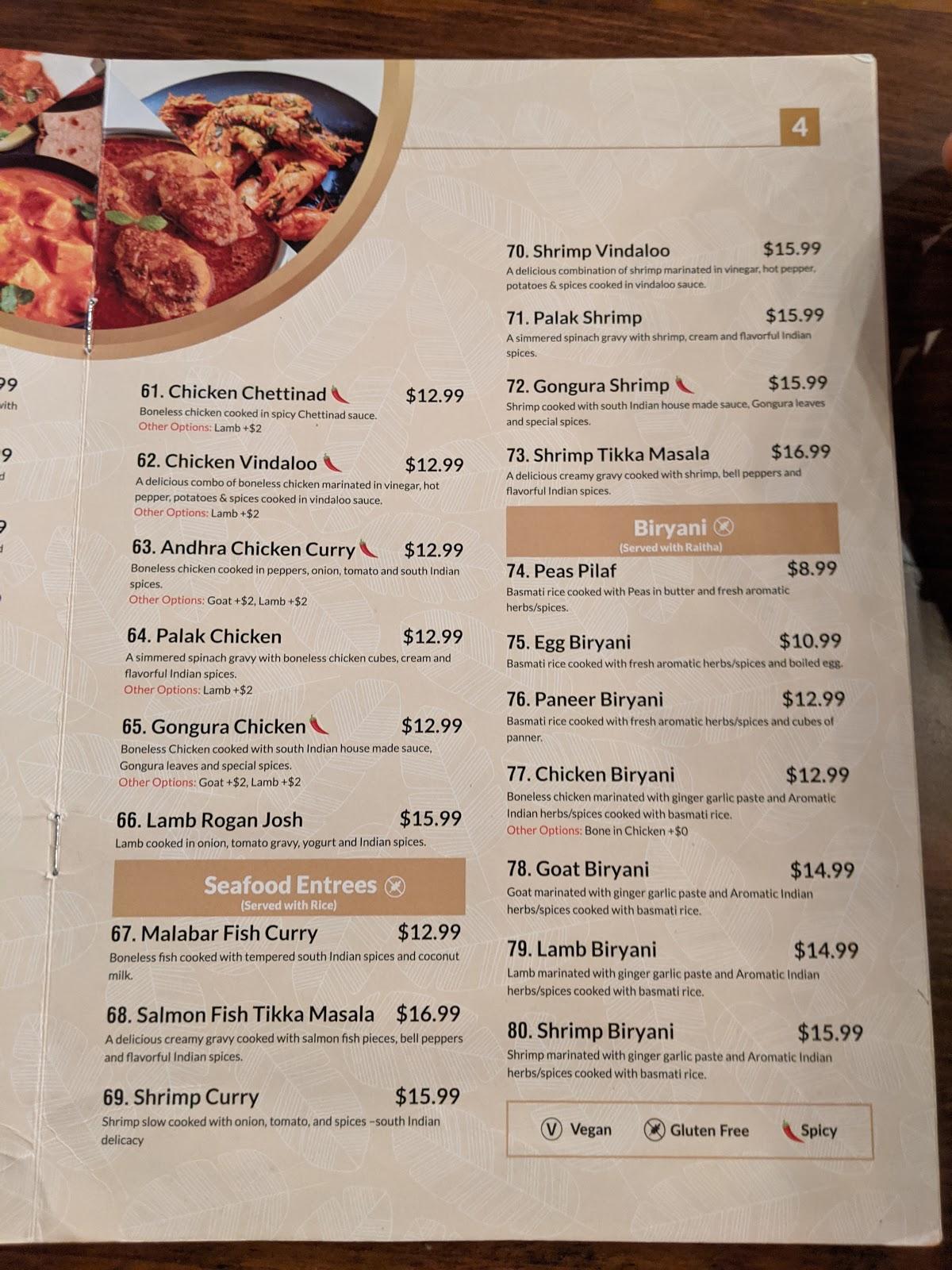 Menu at Idli Dosa Indian Restaurant, Midland