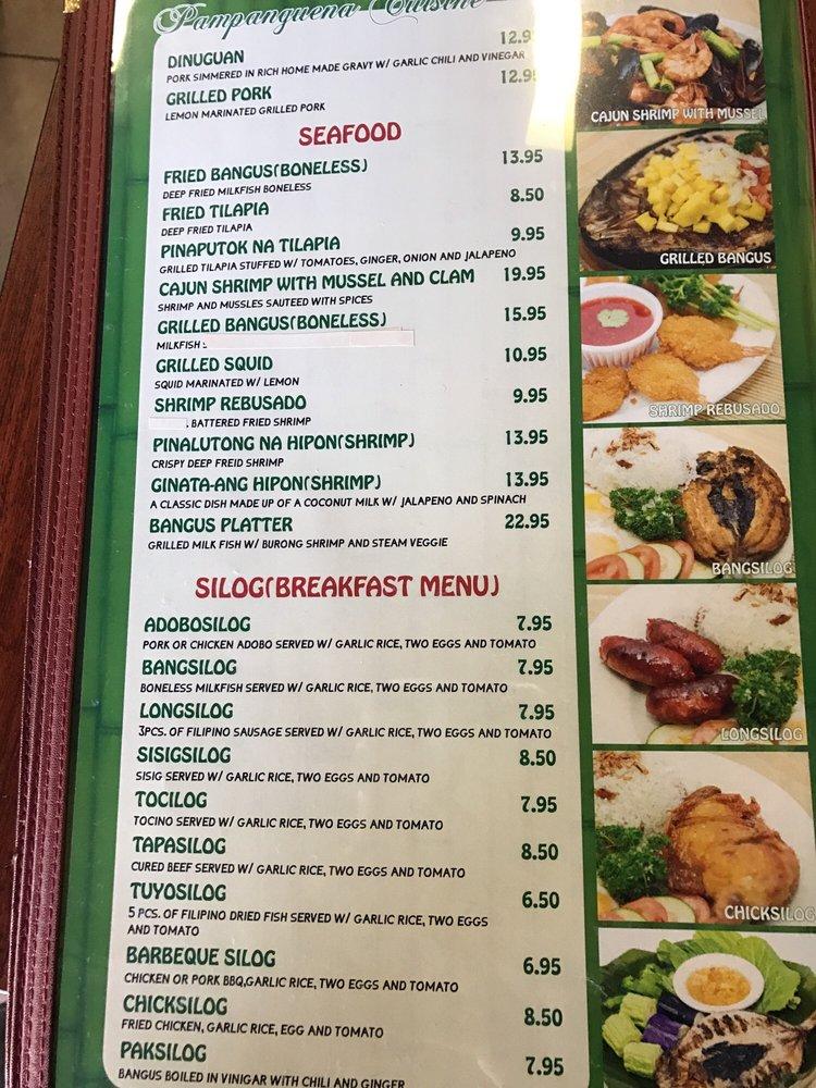 Menu at Pampanguena Cuisine restaurant, San Francisco