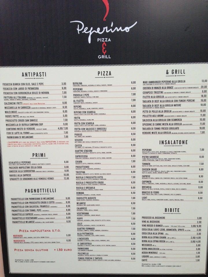 Menu da Peperino Udine self-service, Udine