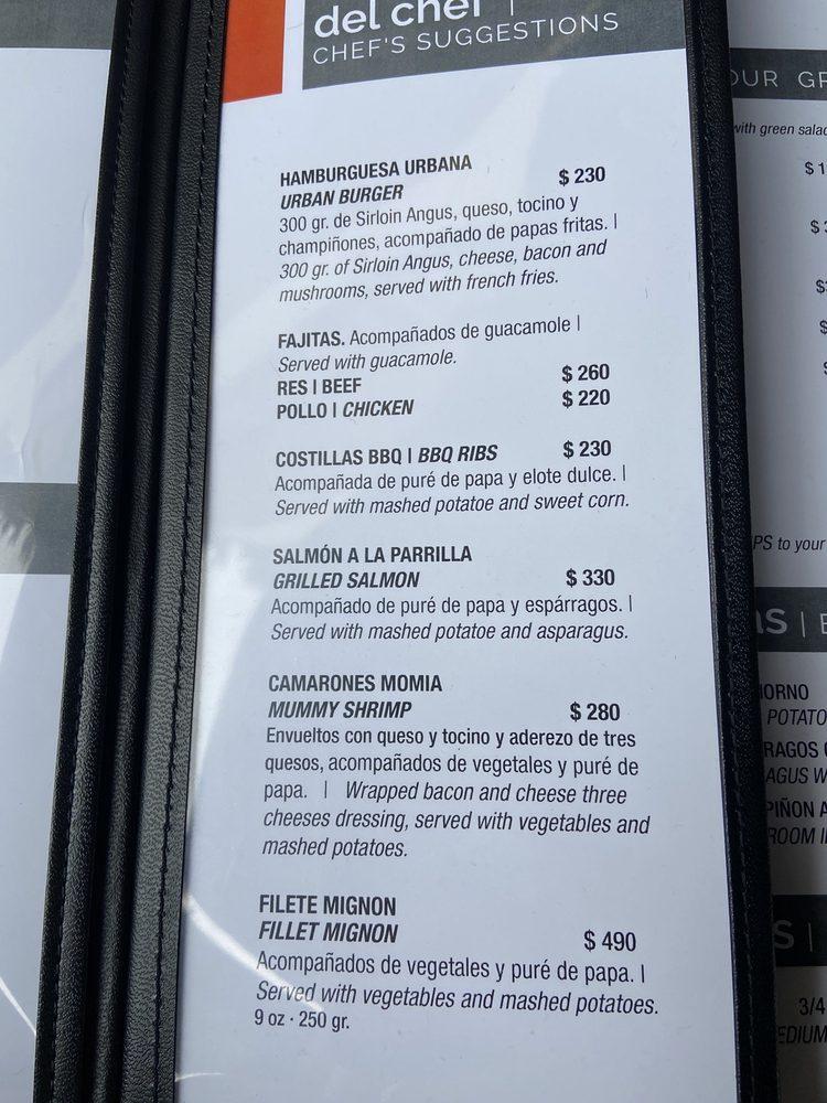 Menu at Serrano's Meat House steakhouse, Puerto Vallarta