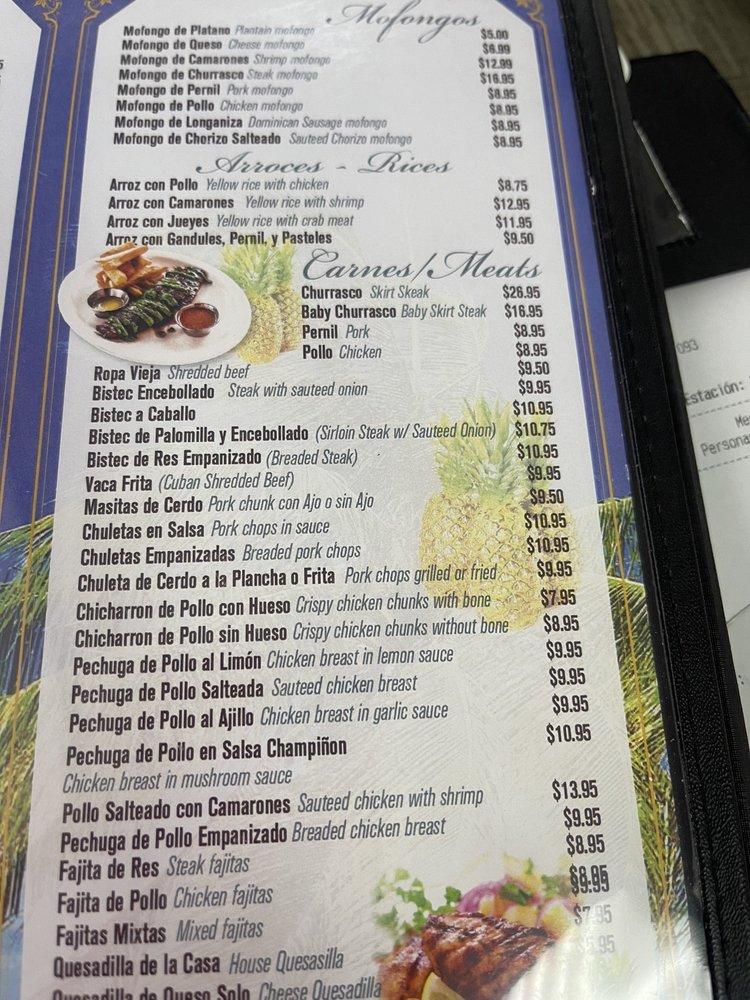 Menu at Isla Bonita restaurant, West New York