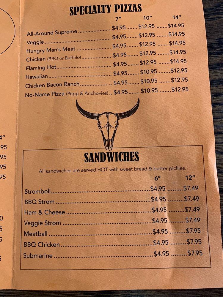 Menu at Rocky's Pizza pizzeria, Bloomington