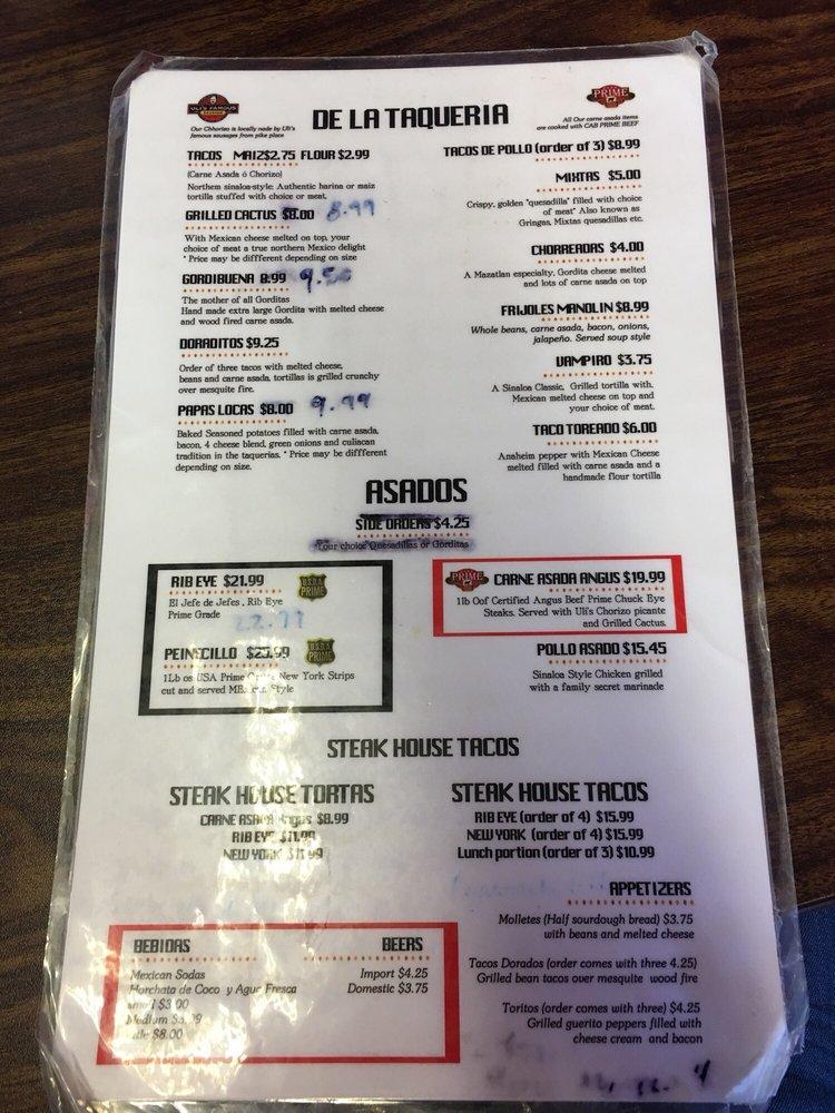 Menu at Asadero Prime steakhouse, Kent, 310 Washington Ave N