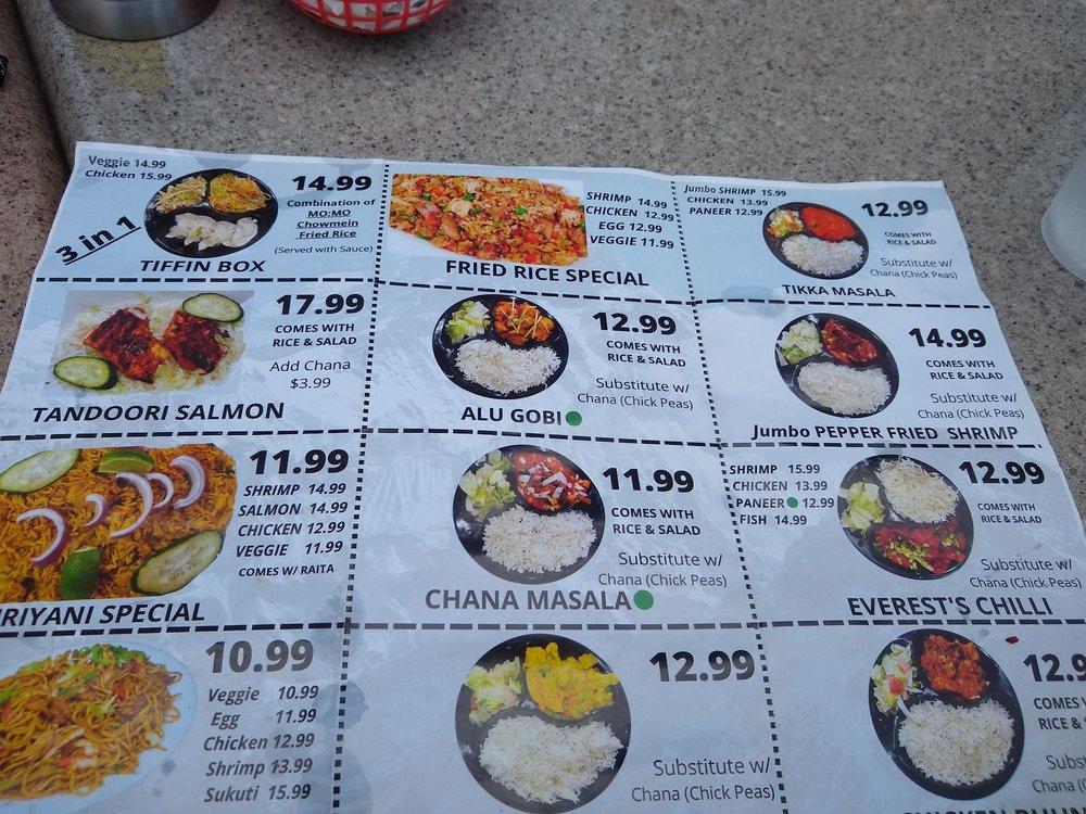 Menu at Everest Carryout restaurant, Ocean City, 105 2nd St