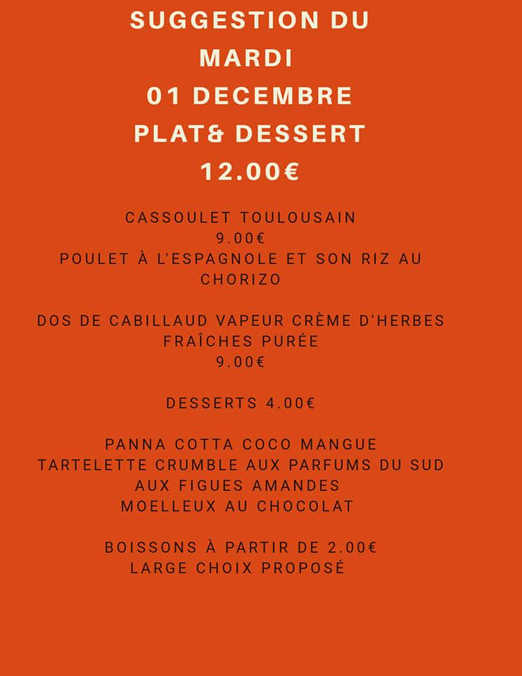 Menu at La Plancha restaurant, Rouen