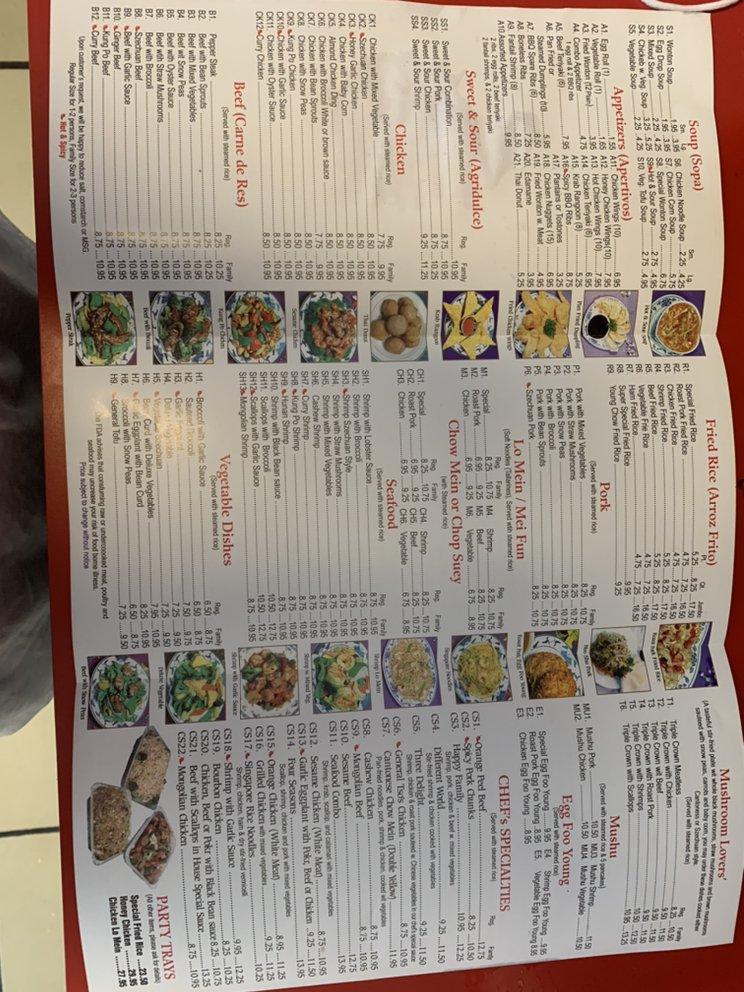 Menu at Lee's Chinese Food restaurant, Miami