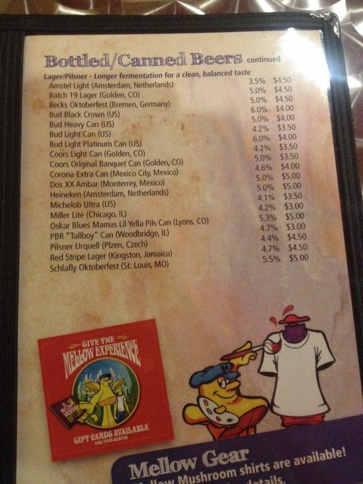 Menu at Mellow Mushroom Memphis pub & bar, Memphis, Park Ave