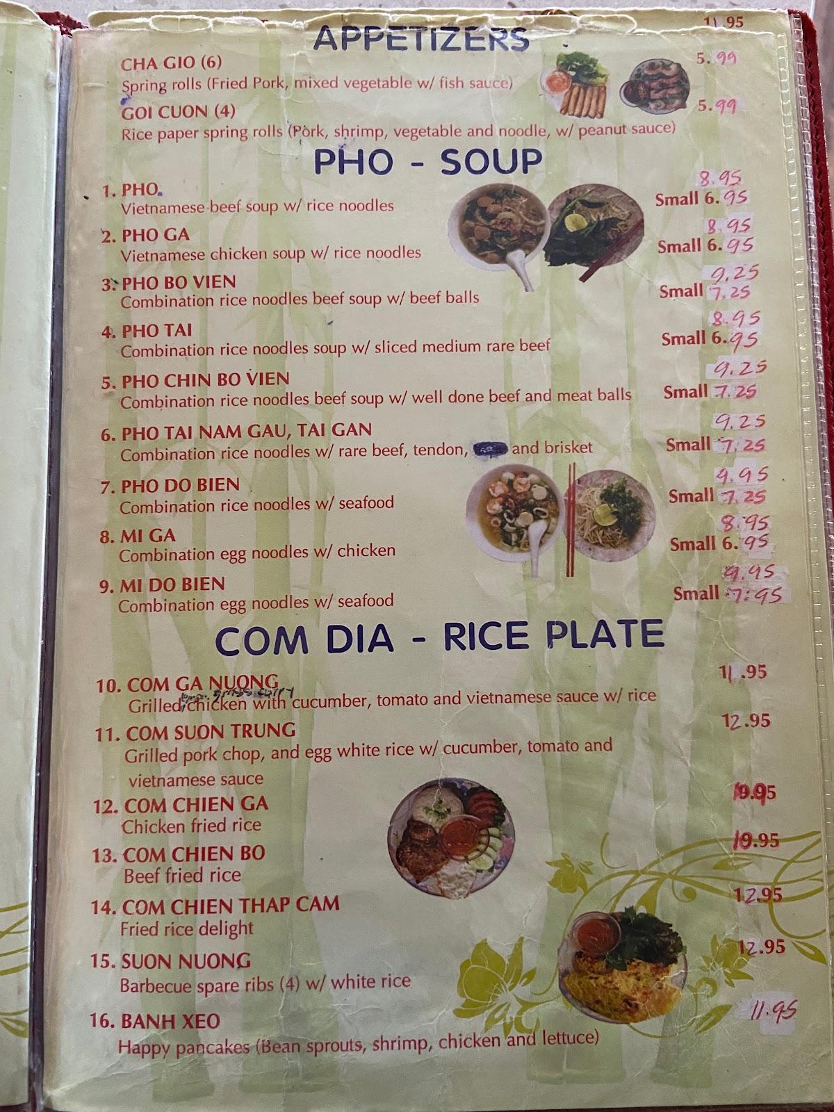 Menu at TC's Little Taste of Saigon restaurant, Ridgewood