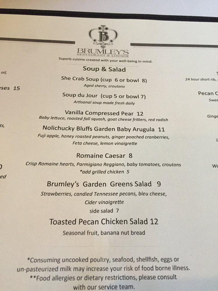 Menu at Brumley's Restaurant and Lounge, Greeneville