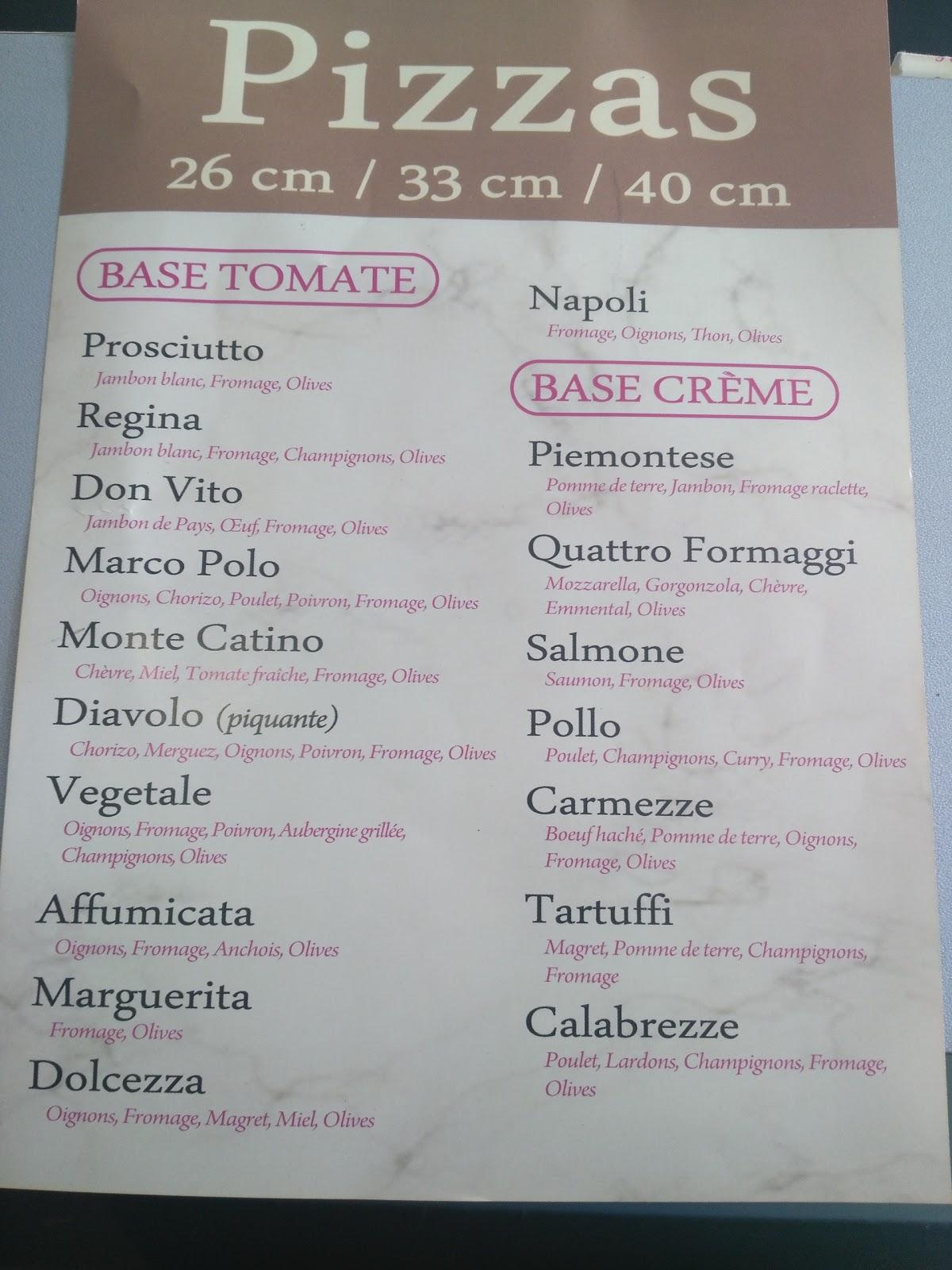 Menu at Don Vito restaurant, Toulouse