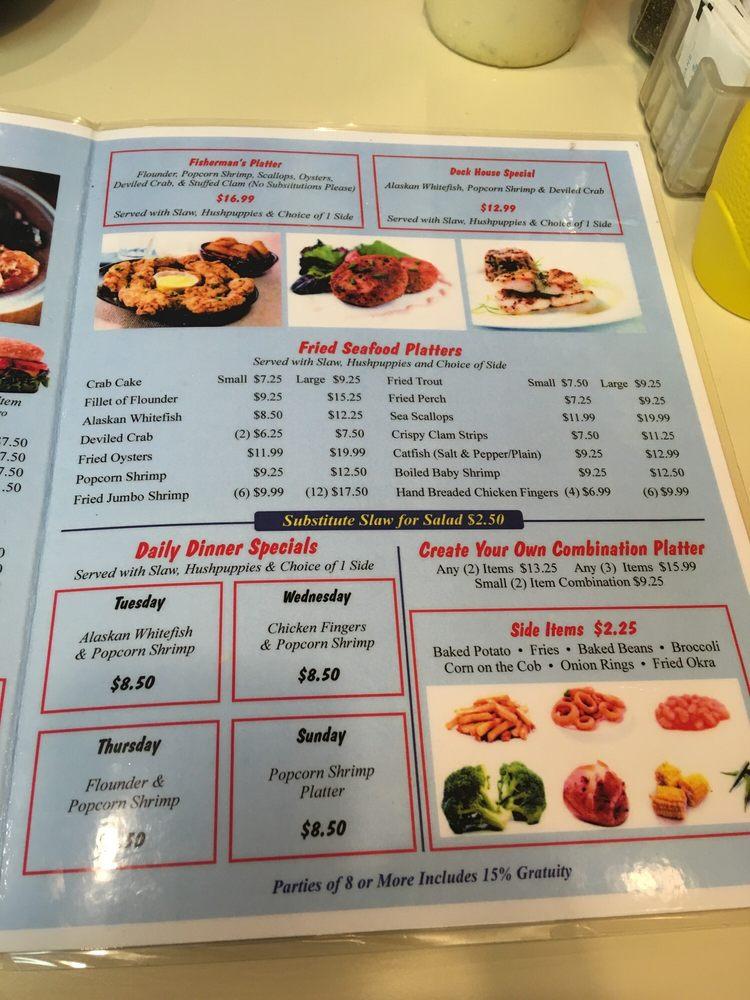 Menu at Fishermans Dock restaurant, Kingsport, Fort Henry Dr
