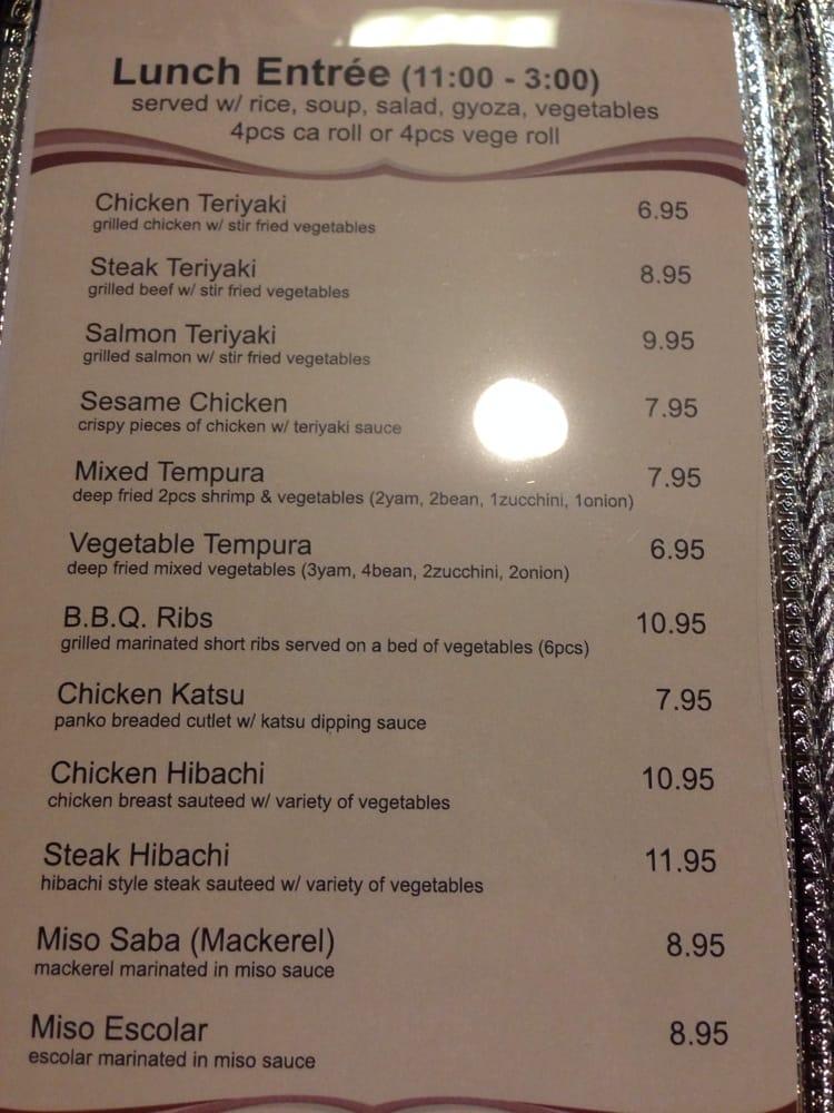 Menu at Kibo Sushi restaurant, Ventura