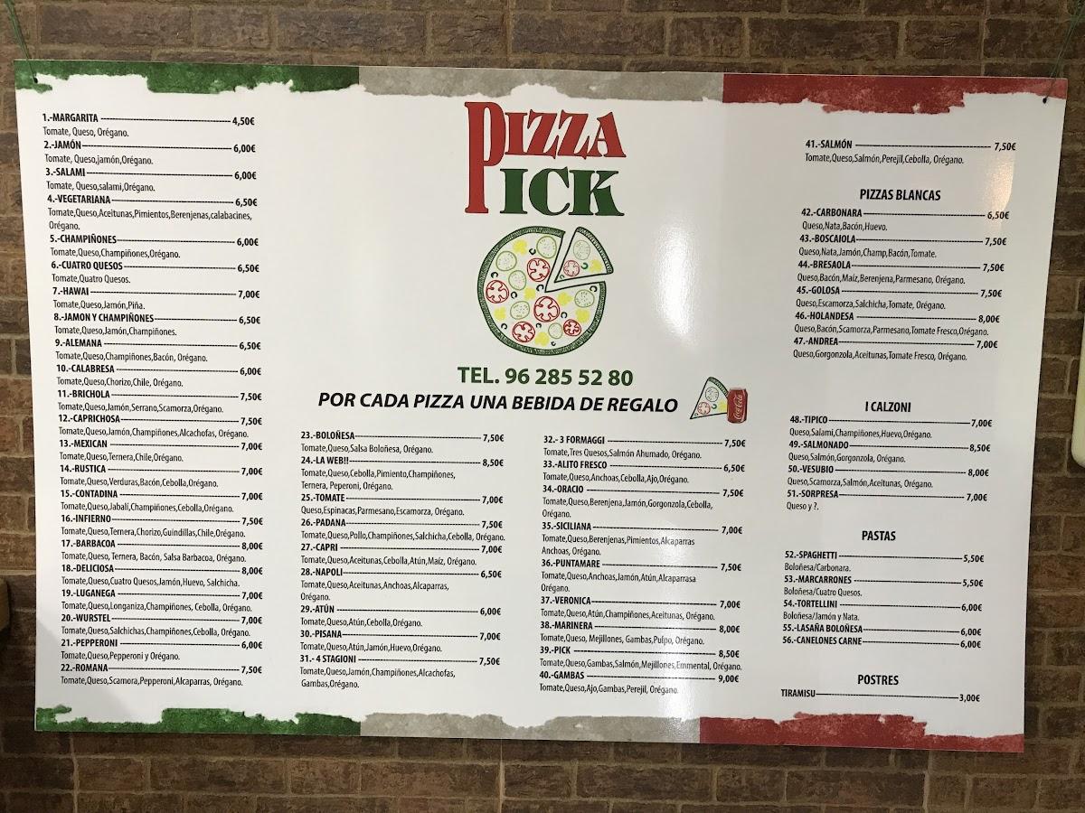 Carta del restaurante Pizza Pick, Oliva