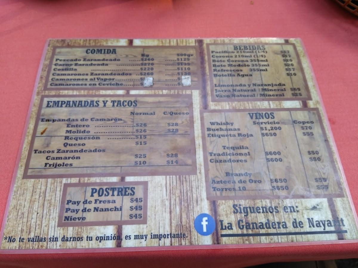 Carta de Restaurant La Ganadera, Tepic