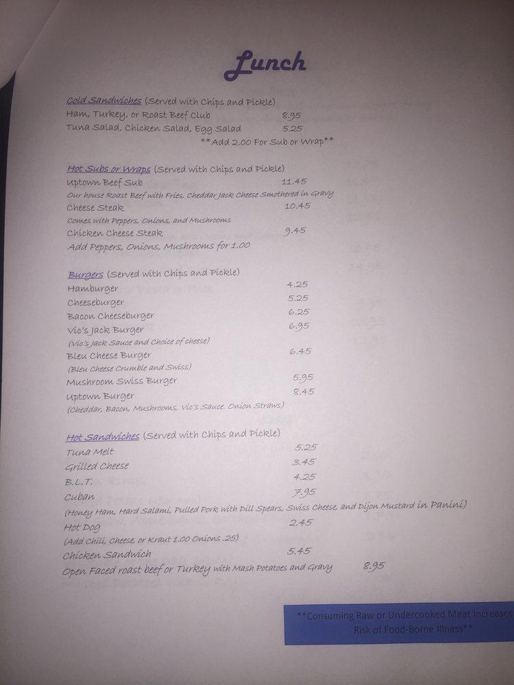Menu at Uptown Grill restaurant, Montrose