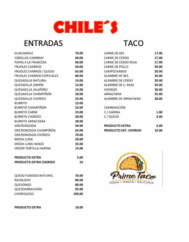 Carta de Chiles Restaurante, Chetumal