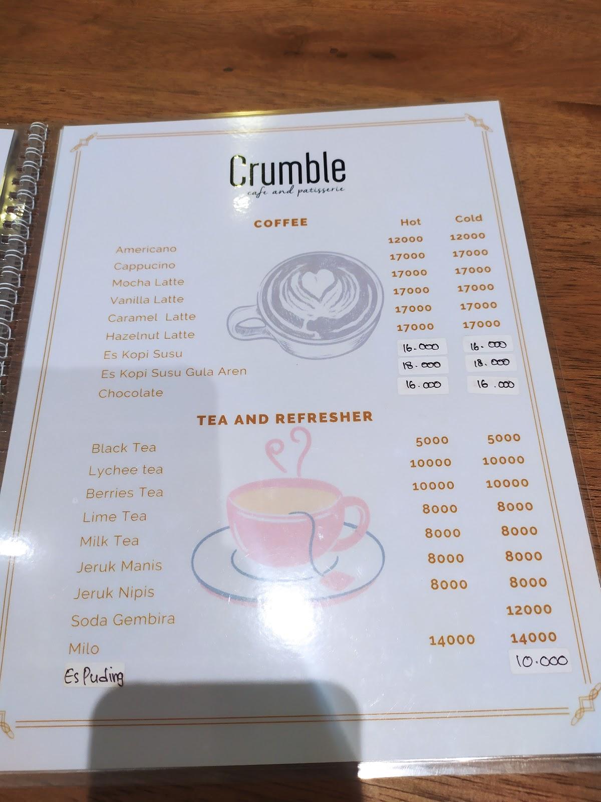 Menu at Crumble Cafe and Patisserie, Jember