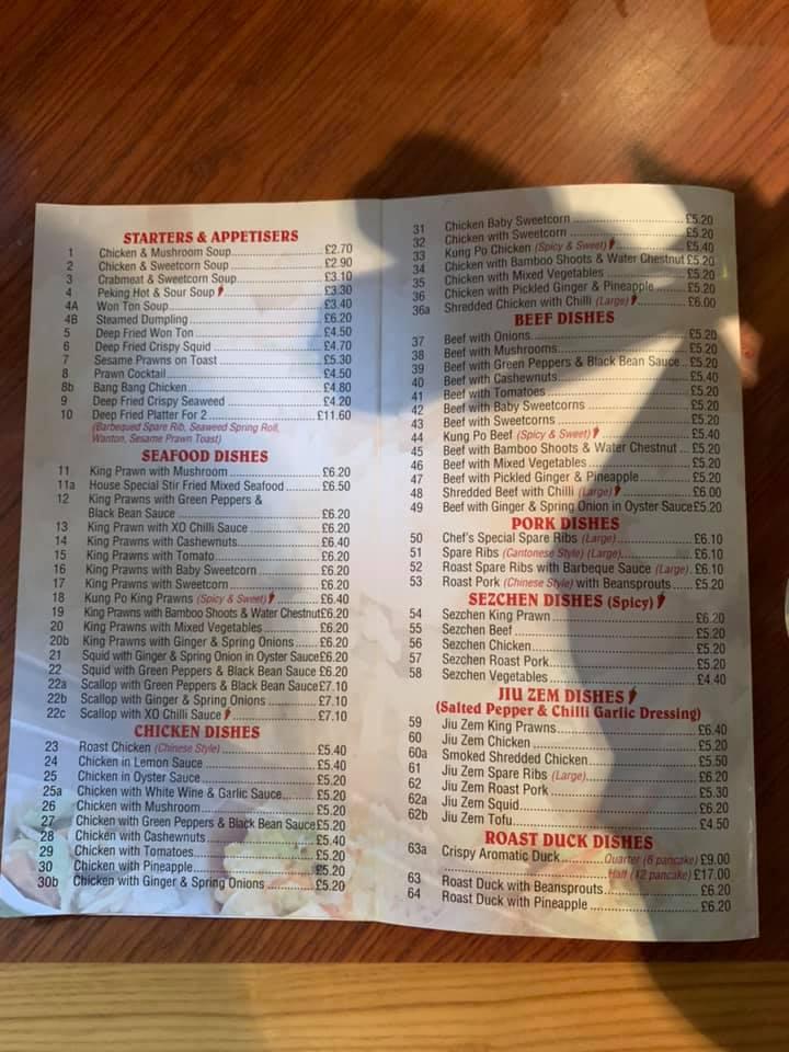 Menu at Happy Valley Chinese Restuarant&Take Away restaurant, Liphook