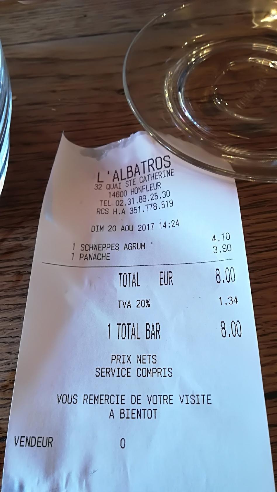 Menu au L'Albatros restaurant, Honfleur
