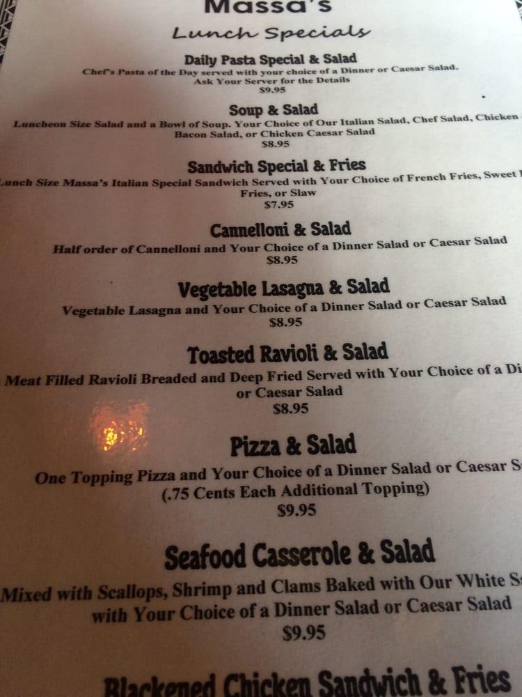 Menu at Massa's Winghaven restaurant, O'Fallon