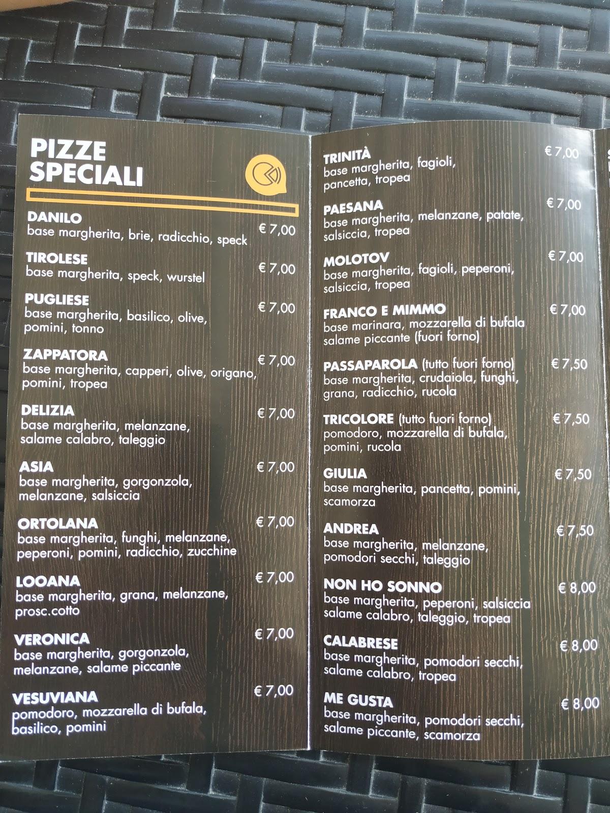 Menu at Passaparola restaurant, Cervia