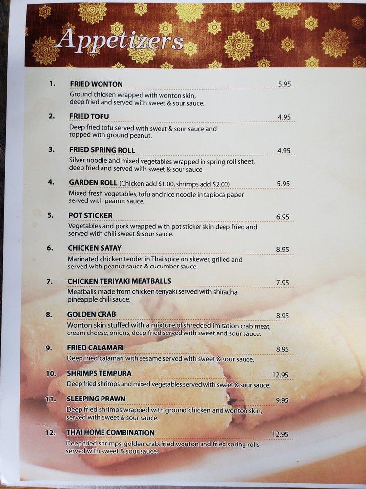 Menu at Thai Home Restaurant, Sandy