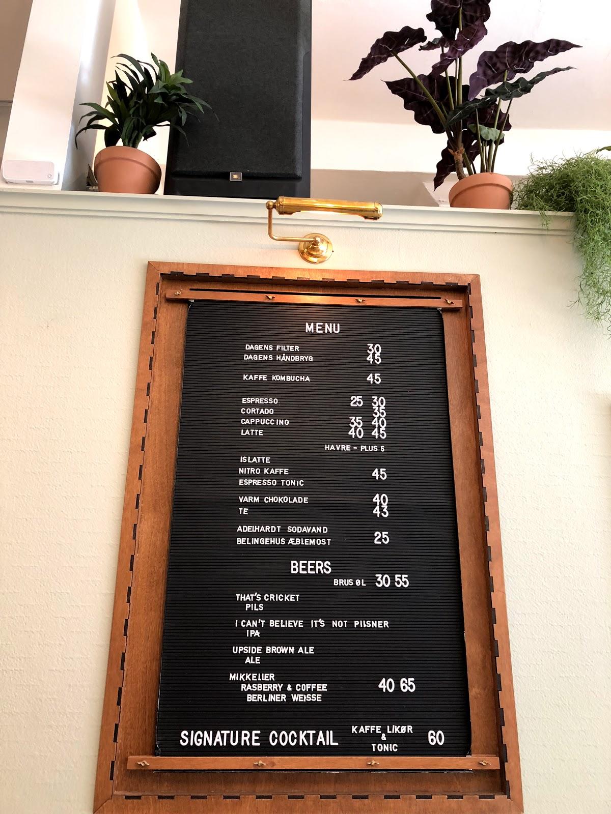 Menu at Coffee Collective Bernikow cafe, Copenhagen, Kristen Bernikows ...