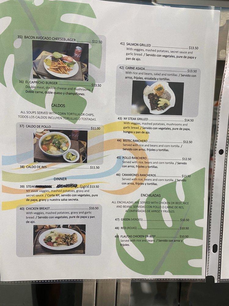 Menu at El Capricho Restaurant, San Francisco