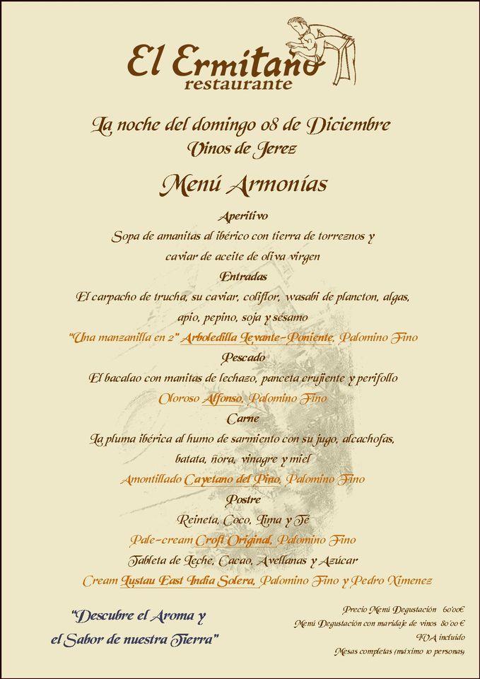 Menu at El Ermitaño Restaurante, Benavente, Arrabal Huerta de los Salados