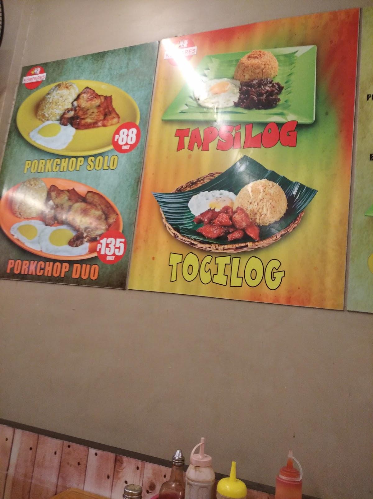 Menu at Kumpares - Bahayang Pag-asa restaurant, Bacoor