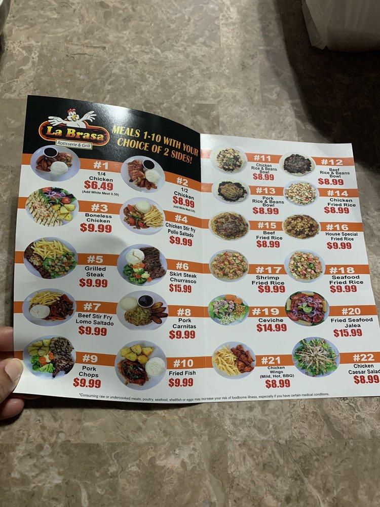 Menu at La Brasa restaurant, Boynton Beach