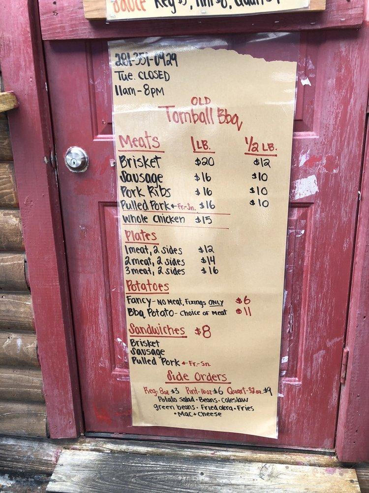 Menu at Old Tomball BBQ, Tomball