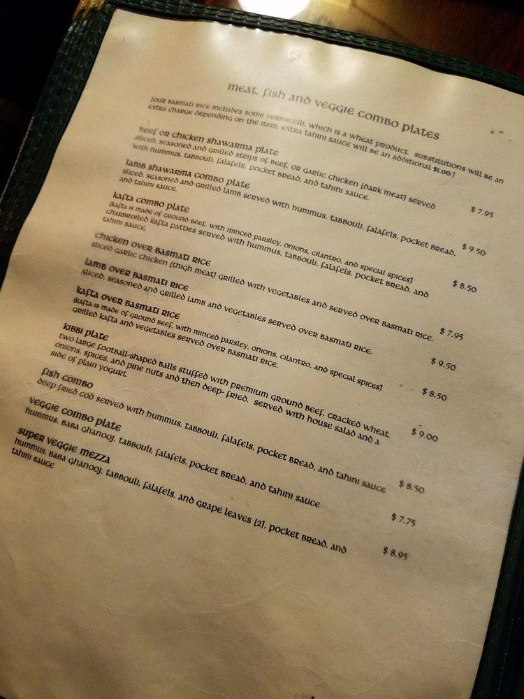 Menu at Riyadh's Lebanese Restaurant, Portland