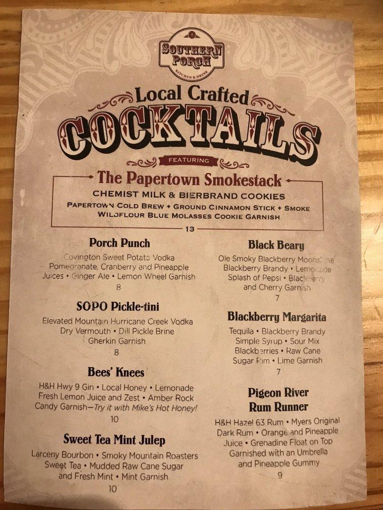 Menu at Southern Porch pub & bar, Canton
