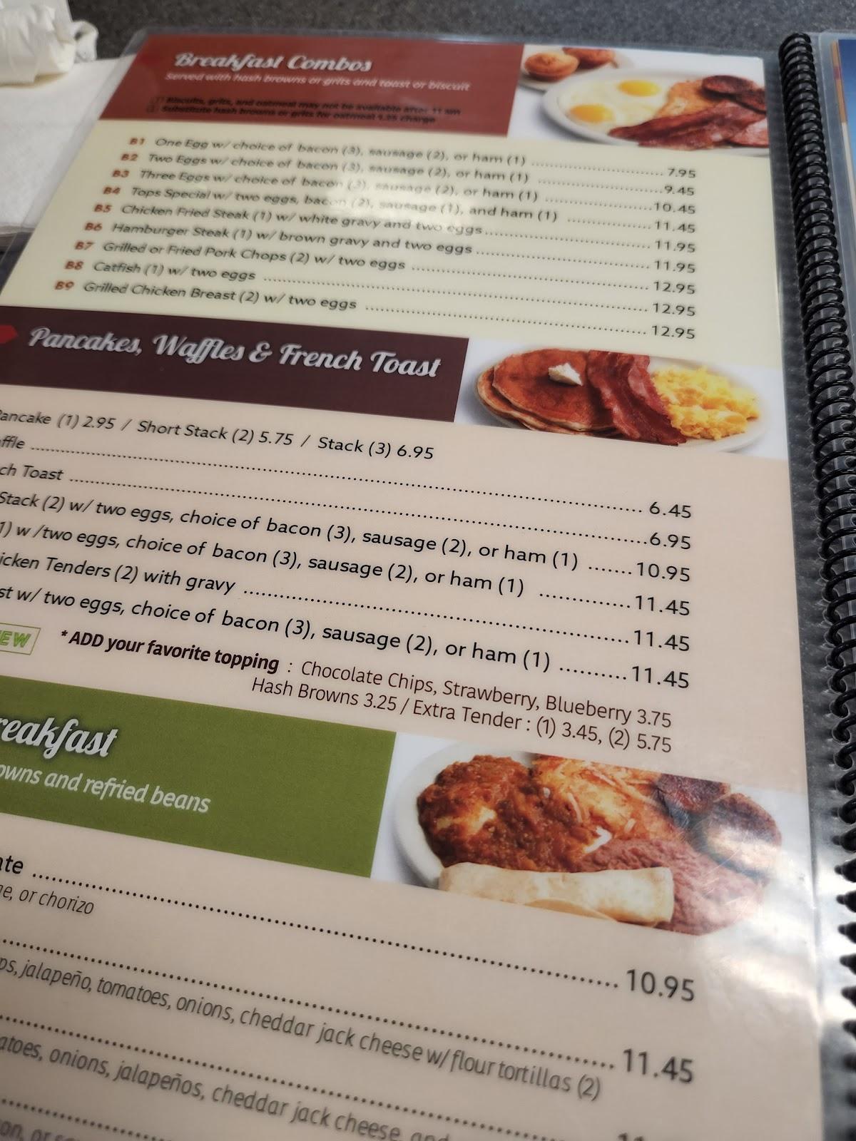 Menu at Tops Cafe, Dallas, 718 Wynnewood Dr