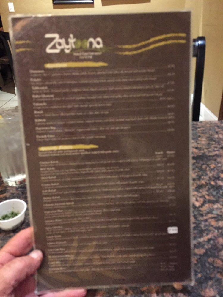 Menu at Zaytoona Resturant restaurant, Hanford
